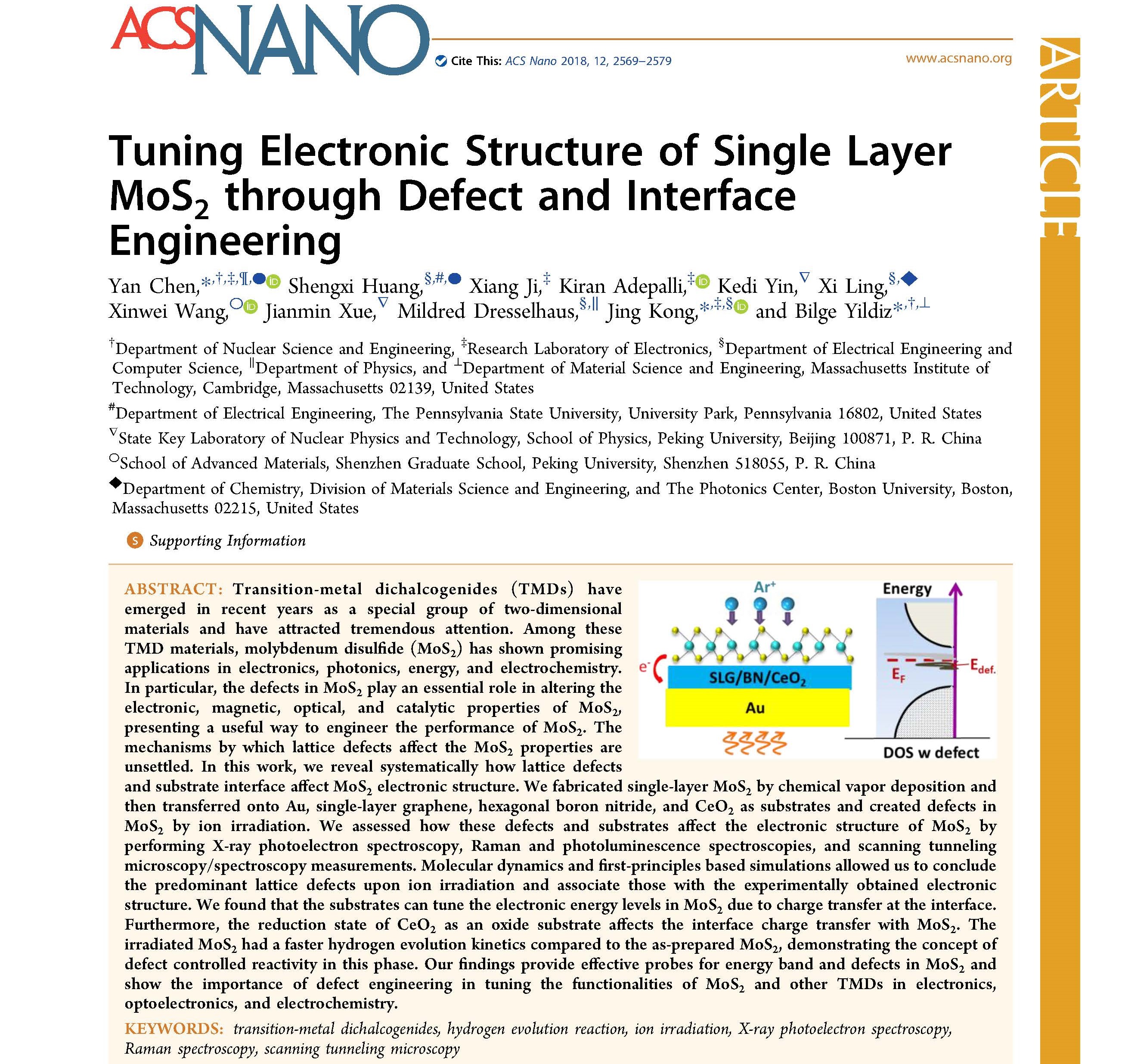 Tuning Electronic Structure of Single Layer MoS2 through Defect and ...
