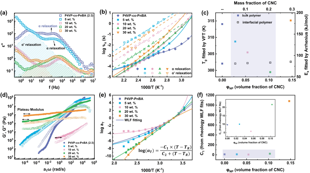 图2. MMMs中聚合物动力学和温度依赖性